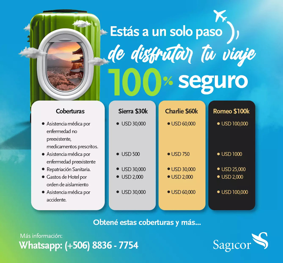 Seguro de Viaje Individual Sierra $30K | Sagicor Costa Rica